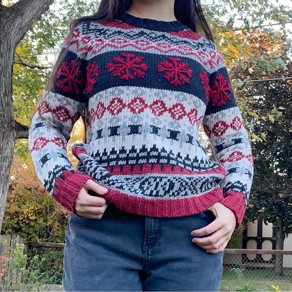 Basic Editions | Sweaters | Vintage Basic Editions Holiday Snowflake ...